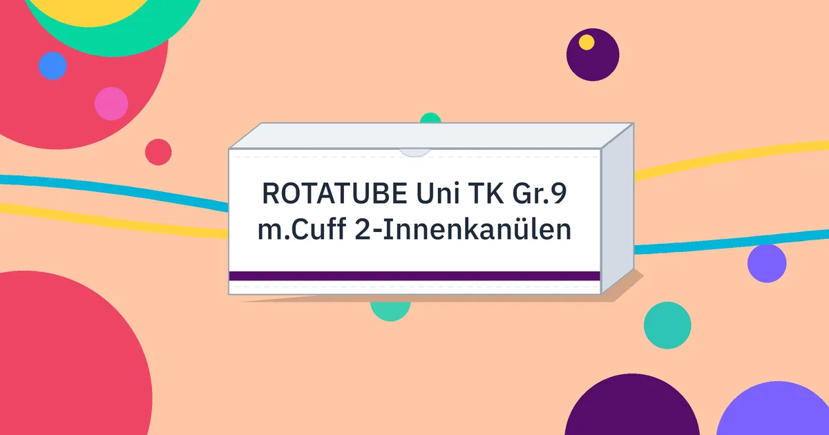 Symbolbild: Packung mit der Aufschrift ROTATUBE Uni TK Gr.9 m.Cuff 2-Innenkanülen (PZN 20925289) – Verfügbarkeit und Bezug in Apotheken in Frankfurt am Main