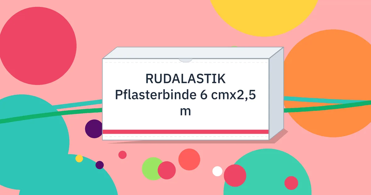 Symbolbild: Packung mit der Aufschrift RUDALASTIK Pflasterbinde 6 cmx2,5 m (PZN 15892470) – Verfügbarkeit und Bezug in Apotheken in Frankfurt am Main