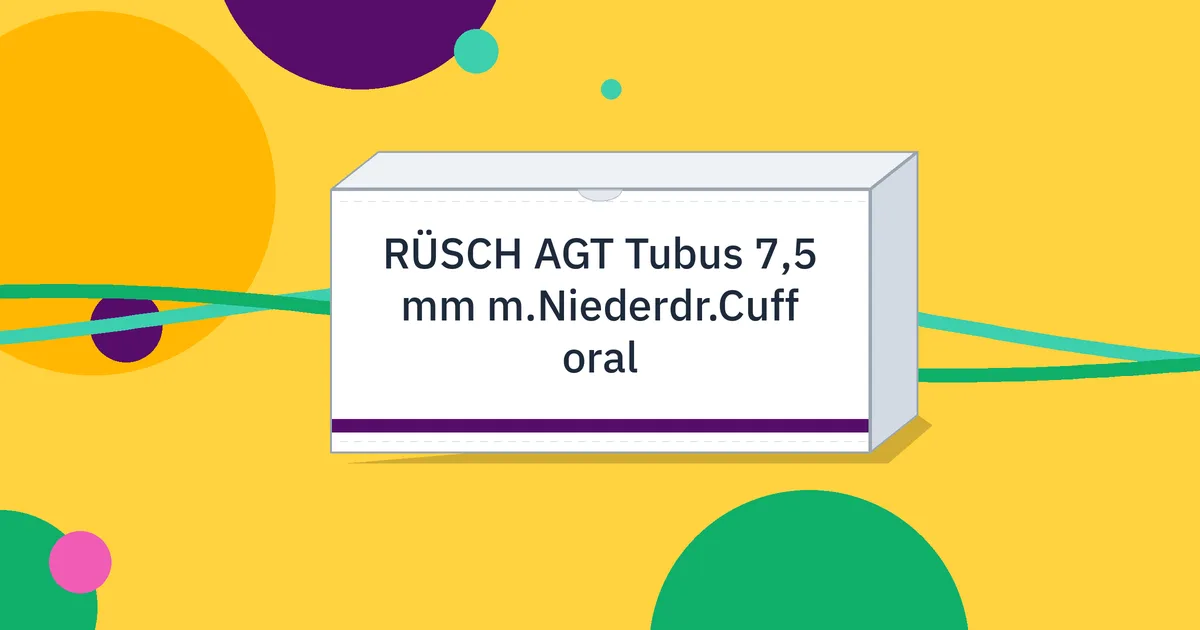 Symbolbild: Packung mit der Aufschrift RÜSCH AGT Tubus 7,5 mm m.Niederdr.Cuff oral (PZN 06636638) – Verfügbarkeit und Bezug in Apotheken in Frankfurt am Main