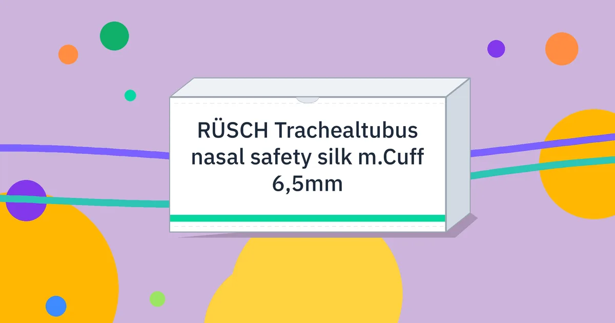 Symbolbild: Packung mit der Aufschrift RÜSCH Trachealtubus nasal safety silk m.Cuff 6,5mm (PZN 12463863) – Verfügbarkeit und Bezug in Apotheken in Frankfurt am Main