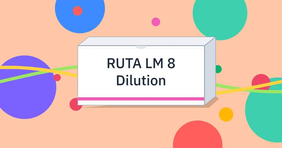Symbolbild: Packung mit der Aufschrift RUTA LM 8 Dilution (PZN 13173653) – Verfügbarkeit und Bezug in Apotheken in Frankfurt am Main