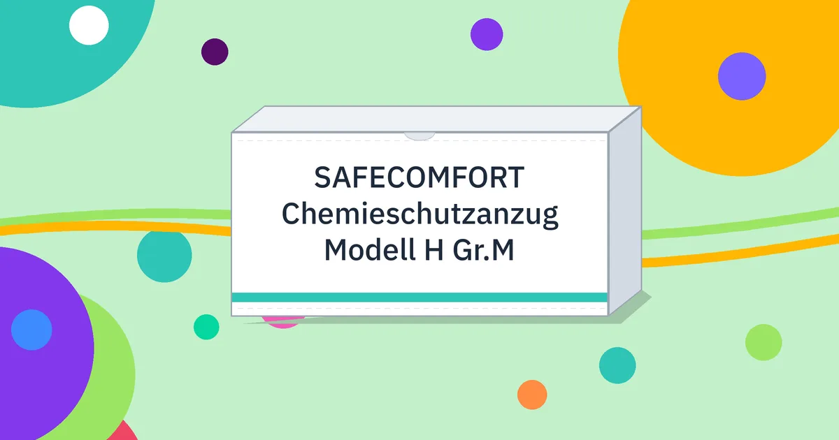 Symbolbild: Packung mit der Aufschrift SAFECOMFORT Chemieschutzanzug Modell H Gr.M (PZN 15305403) – Verfügbarkeit und Bezug in Apotheken in Frankfurt am Main