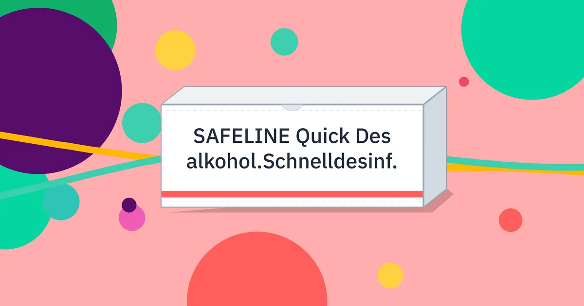 Symbolbild: Packung mit der Aufschrift SAFELINE Quick Des alkohol.Schnelldesinf. (PZN 10825859) – Verfügbarkeit und Bezug in Apotheken in Frankfurt am Main