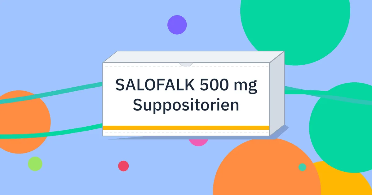 Symbolbild: Packung mit der Aufschrift SALOFALK 500 mg Suppositorien (PZN 13650320) – Verfügbarkeit und Bezug in Apotheken in Frankfurt am Main