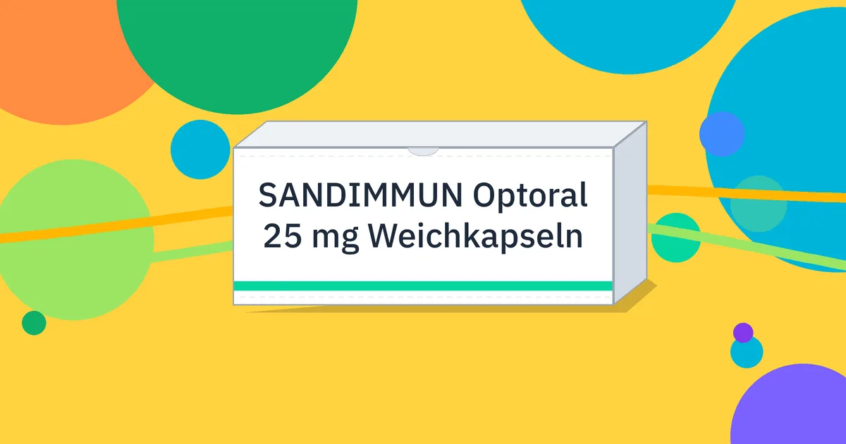 Symbolbild: Packung mit der Aufschrift SANDIMMUN Optoral 25 mg Weichkapseln (PZN 04994670) – Verfügbarkeit und Bezug in Apotheken in Frankfurt am Main