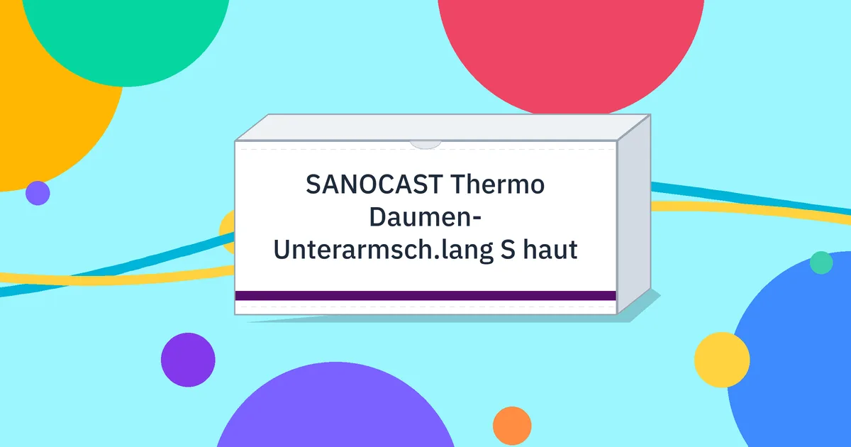 Symbolbild: Packung mit der Aufschrift SANOCAST Thermo Daumen-Unterarmsch.lang S haut (PZN 15260273) – Verfügbarkeit und Bezug in Apotheken in Frankfurt am Main