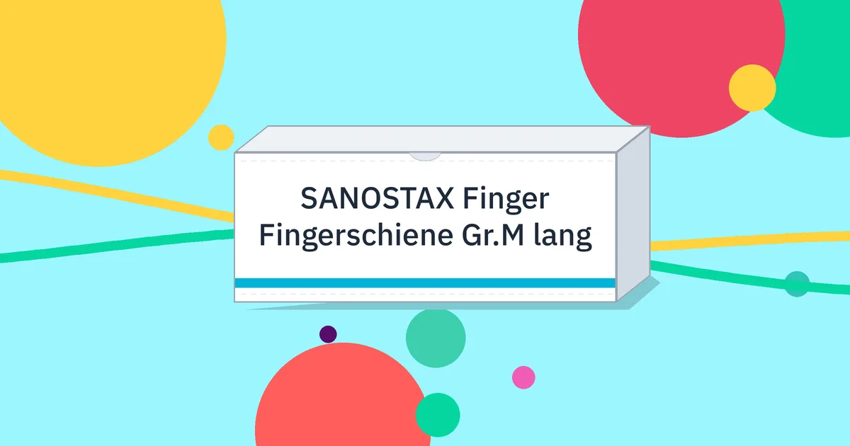 Symbolbild: Packung mit der Aufschrift SANOSTAX Finger Fingerschiene Gr.M lang (PZN 07144328) – Verfügbarkeit und Bezug in Apotheken in Frankfurt am Main