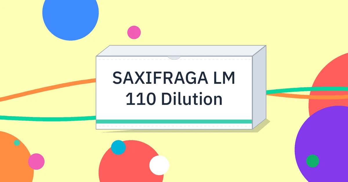 Symbolbild: Packung mit der Aufschrift SAXIFRAGA LM 110 Dilution (PZN 13688877) – Verfügbarkeit und Bezug in Apotheken in Frankfurt am Main