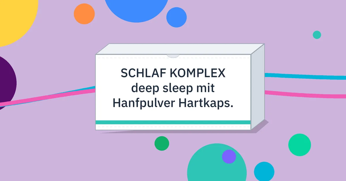 Symbolbild: Packung mit der Aufschrift SCHLAF KOMPLEX deep sleep mit Hanfpulver Hartkaps. (PZN 16871837) – Verfügbarkeit und Bezug in Apotheken in Frankfurt am Main