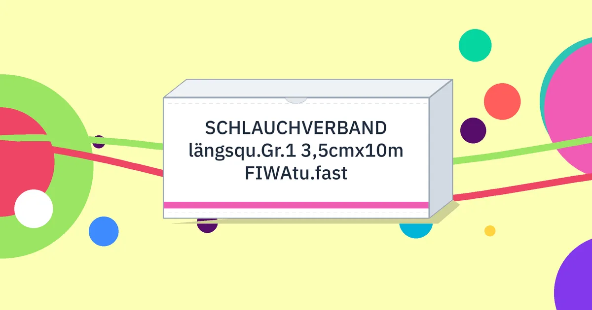 Symbolbild: Packung mit der Aufschrift SCHLAUCHVERBAND längsqu.Gr.1 3,5cmx10m FIWAtu.fast (PZN 12407824) – Verfügbarkeit und Bezug in Apotheken in Frankfurt am Main