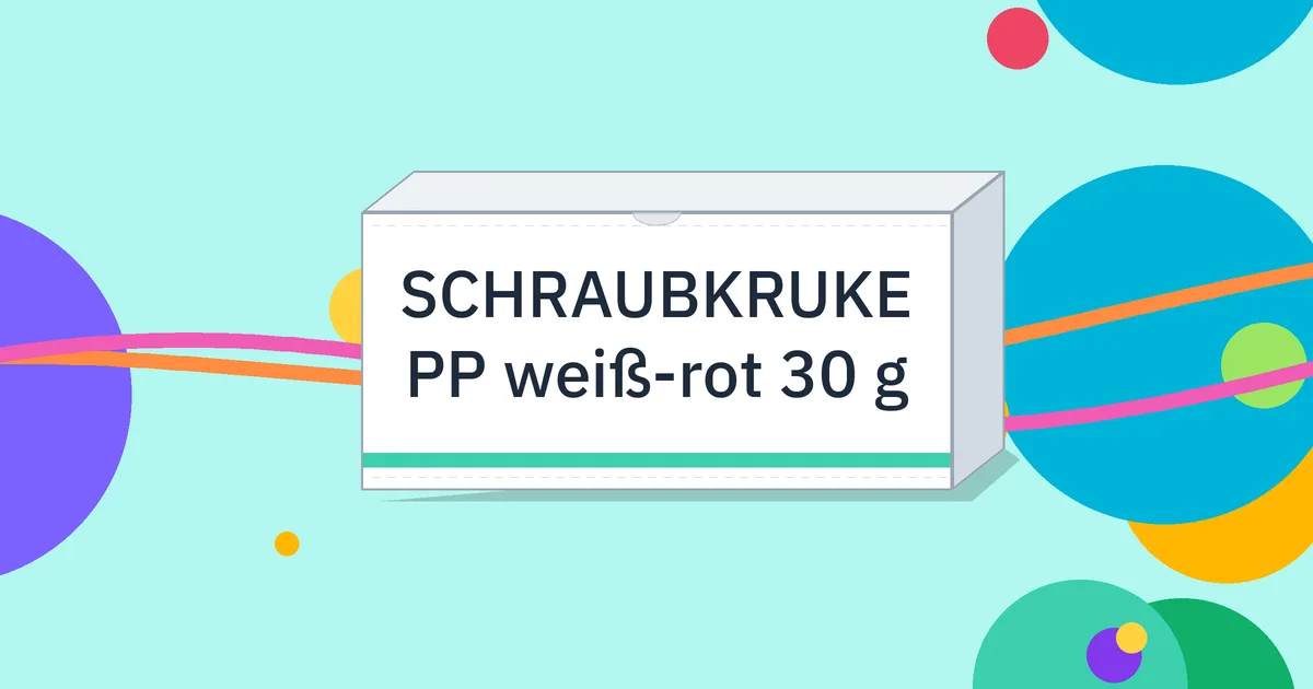 Symbolbild: Packung mit der Aufschrift SCHRAUBKRUKE PP weiß-rot 30 g (PZN 18015060) – Verfügbarkeit und Bezug in Apotheken in Frankfurt am Main