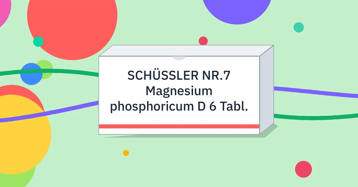Symbolbild: Packung mit der Aufschrift SCHÜSSLER NR.7 Magnesium phosphoricum D 6 Tabl. (PZN 10990593) – Verfügbarkeit und Bezug in Apotheken in Frankfurt am Main