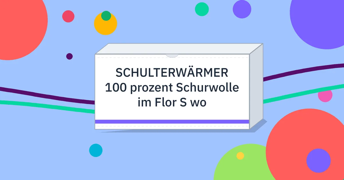 Symbolbild: Packung mit der Aufschrift SCHULTERWÄRMER 100 prozent Schurwolle im Flor S wo (PZN 08598439) – Verfügbarkeit und Bezug in Apotheken in Frankfurt am Main
