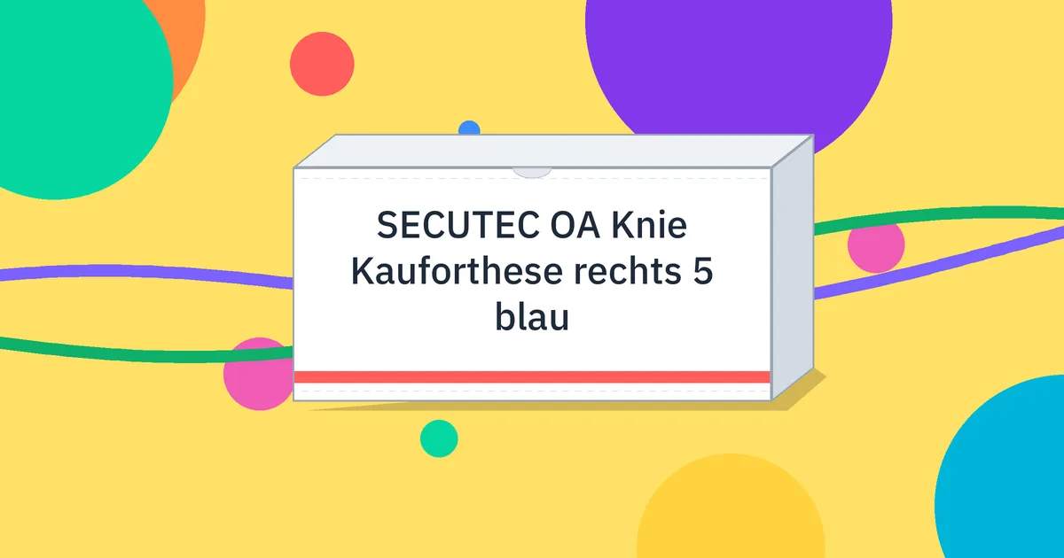 Symbolbild: Packung mit der Aufschrift SECUTEC OA Knie Kauforthese rechts 5 blau (PZN 14253963) – Verfügbarkeit und Bezug in Apotheken in Frankfurt am Main