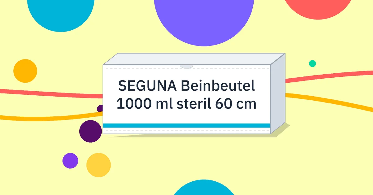 Symbolbild: Packung mit der Aufschrift SEGUNA Beinbeutel 1000 ml steril 60 cm (PZN 14312826) – Verfügbarkeit und Bezug in Apotheken in Frankfurt am Main