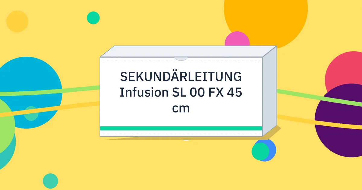 Symbolbild: Packung mit der Aufschrift SEKUNDÄRLEITUNG Infusion SL 00 FX 45 cm (PZN 11279293) – Verfügbarkeit und Bezug in Apotheken in Frankfurt am Main