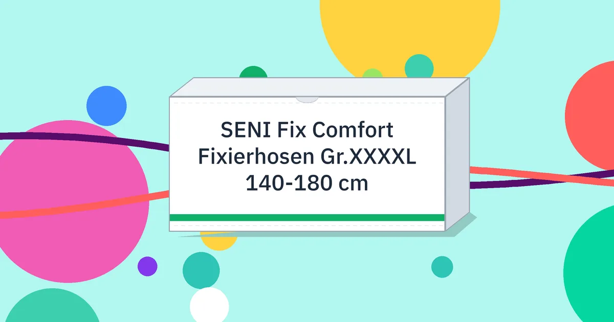 Symbolbild: Packung mit der Aufschrift SENI Fix Comfort Fixierhosen Gr.XXXXL 140-180 cm (PZN 15254315) – Verfügbarkeit und Bezug in Apotheken in Frankfurt am Main