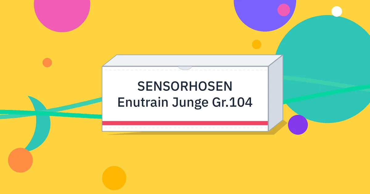 Symbolbild: Packung mit der Aufschrift SENSORHOSEN Enutrain Junge Gr.104 (PZN 04477006) – Verfügbarkeit und Bezug in Apotheken in Frankfurt am Main