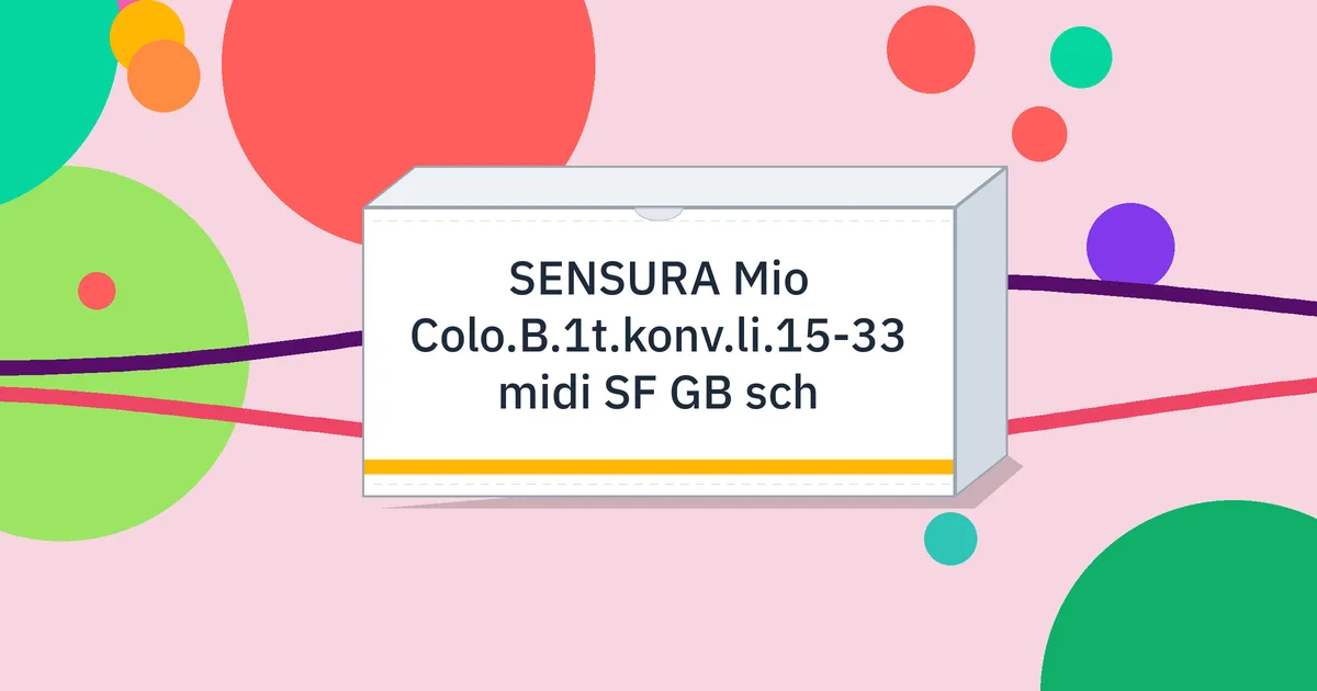 Symbolbild: Packung mit der Aufschrift SENSURA Mio Colo.B.1t.konv.li.15-33 midi SF GB sch (PZN 19974466) – Verfügbarkeit und Bezug in Apotheken in Frankfurt am Main
