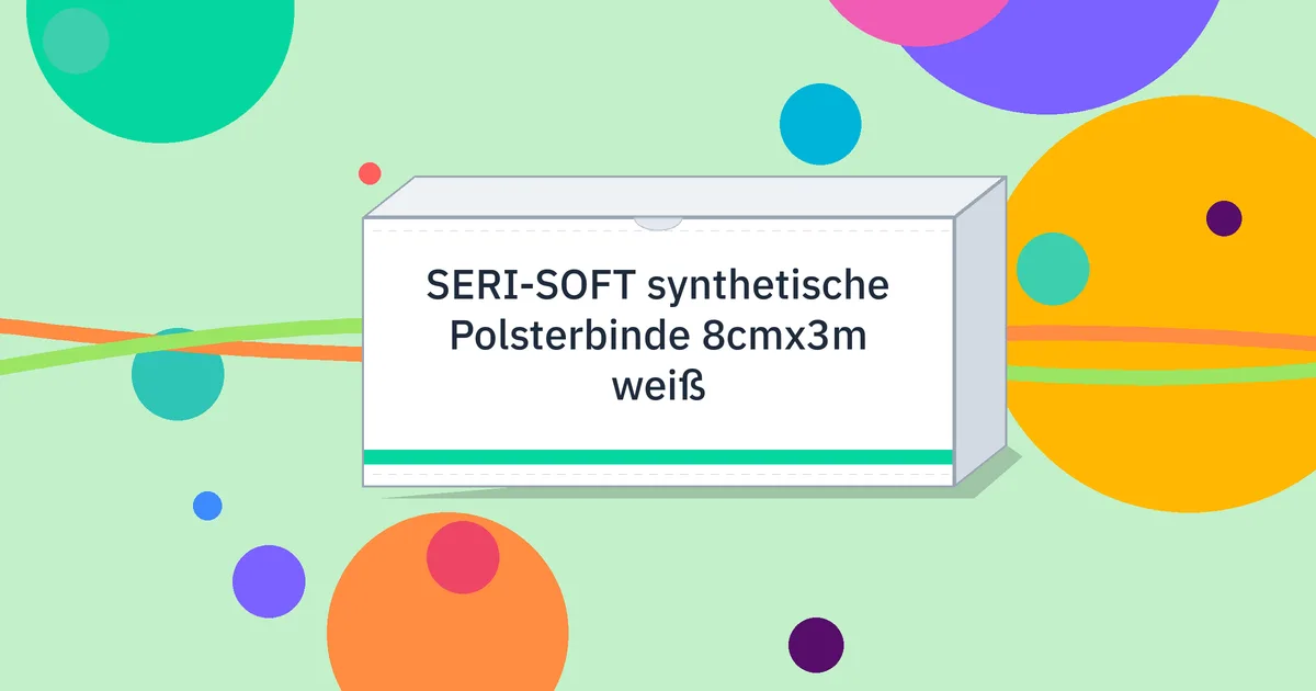 Symbolbild: Packung mit der Aufschrift SERI-SOFT synthetische Polsterbinde 8cmx3m weiß (PZN 19837137) – Verfügbarkeit und Bezug in Apotheken in Frankfurt am Main
