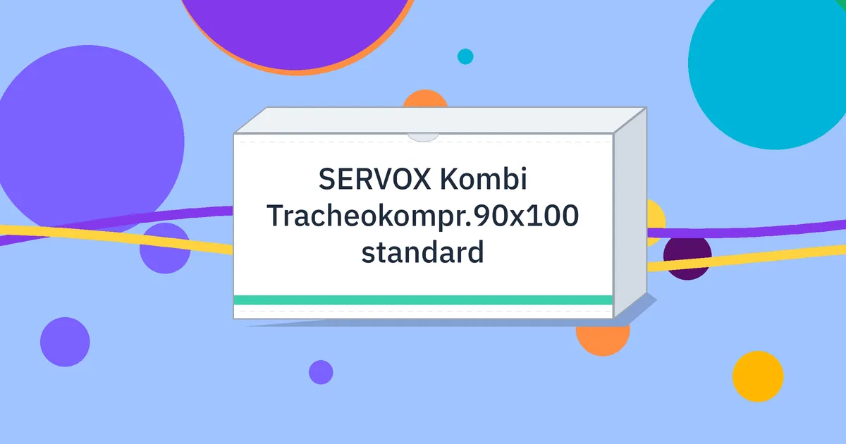 Symbolbild: Packung mit der Aufschrift SERVOX Kombi Tracheokompr.90x100 standard (PZN 08469446) – Verfügbarkeit und Bezug in Apotheken in Frankfurt am Main