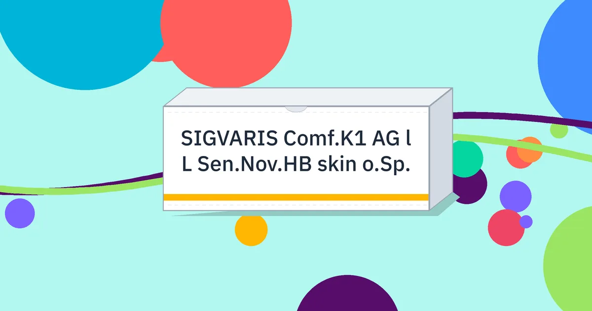 Symbolbild: Packung mit der Aufschrift SIGVARIS Comf.K1 AG l L Sen.Nov.HB skin o.Sp. (PZN 17102242) – Verfügbarkeit und Bezug in Apotheken in Frankfurt am Main