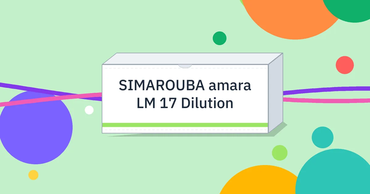 Symbolbild: Packung mit der Aufschrift SIMAROUBA amara LM 17 Dilution (PZN 13680083) – Verfügbarkeit und Bezug in Apotheken in Frankfurt am Main