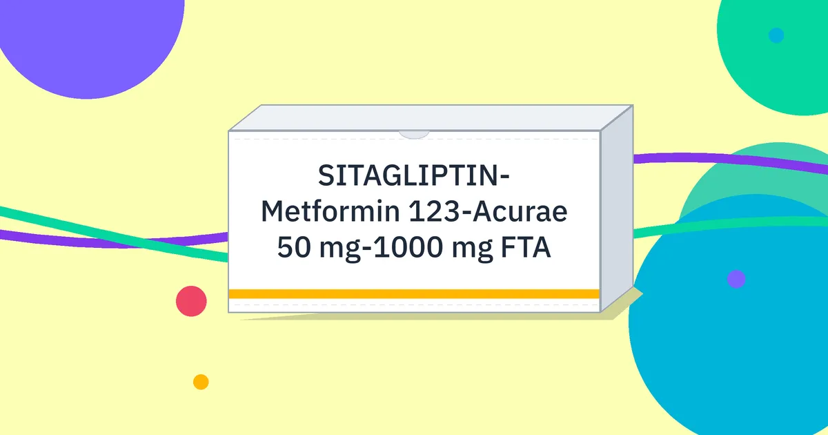 Symbolbild: Packung mit der Aufschrift SITAGLIPTIN-Metformin 123-Acurae 50 mg-1000 mg FTA (PZN 19162490) – Verfügbarkeit und Bezug in Apotheken in Frankfurt am Main