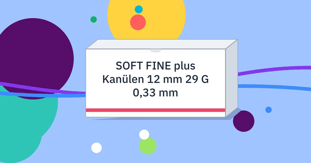 Symbolbild: Packung mit der Aufschrift SOFT FINE plus Kanülen 12 mm 29 G 0,33 mm (PZN 08820642) – Verfügbarkeit und Bezug in Apotheken in Frankfurt am Main