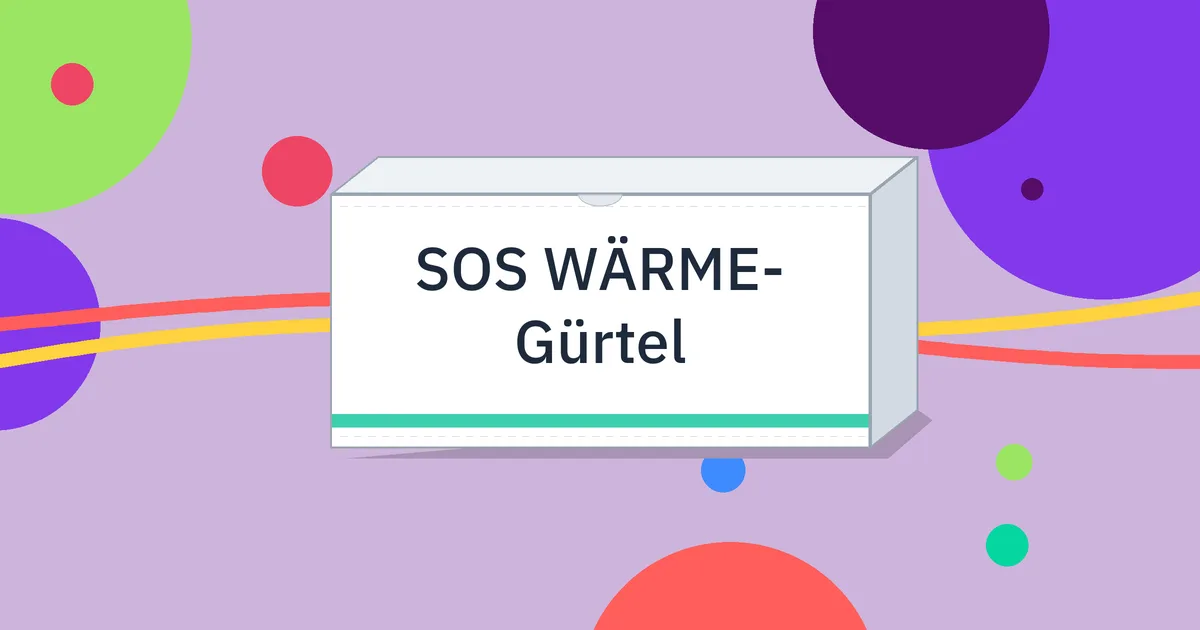 Symbolbild: Packung mit der Aufschrift SOS WÄRME-Gürtel (PZN 09684164) – Verfügbarkeit und Bezug in Apotheken in Frankfurt am Main