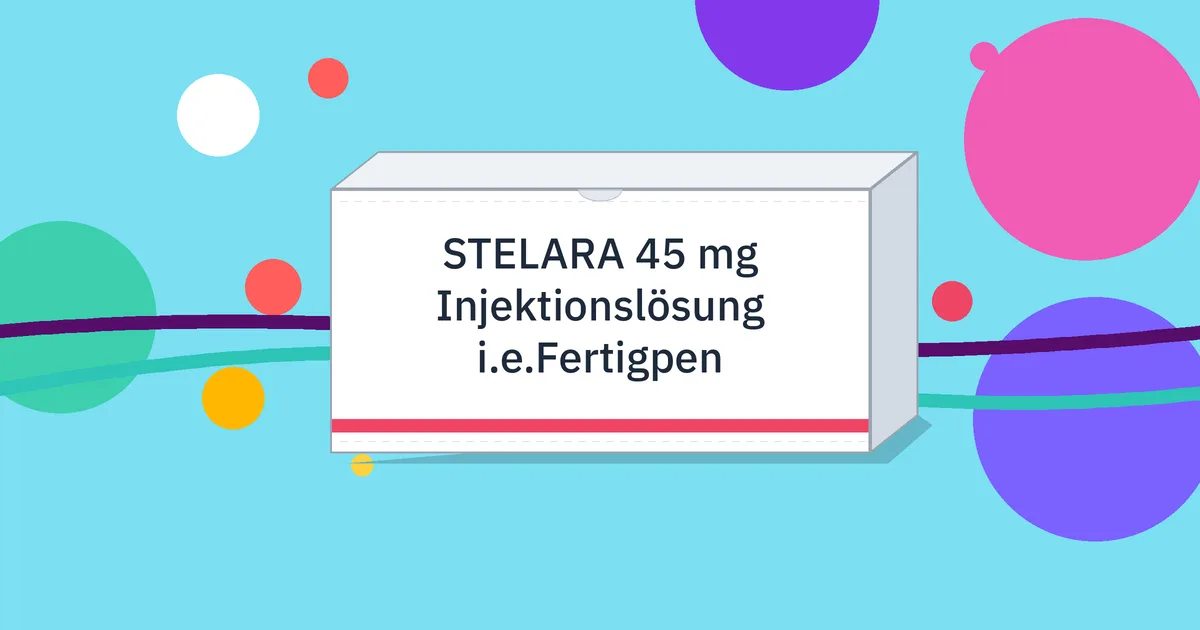 Symbolbild: Packung mit der Aufschrift STELARA 45 mg Injektionslösung i.e.Fertigpen (PZN 19848371) – Verfügbarkeit und Bezug in Apotheken in Frankfurt am Main