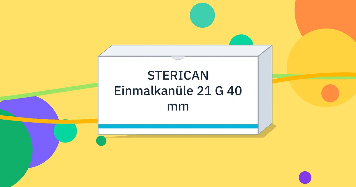 Symbolbild: Packung mit der Aufschrift STERICAN Einmalkanüle 21 G 40 mm (PZN 18746527) – Verfügbarkeit und Bezug in Apotheken in Frankfurt am Main