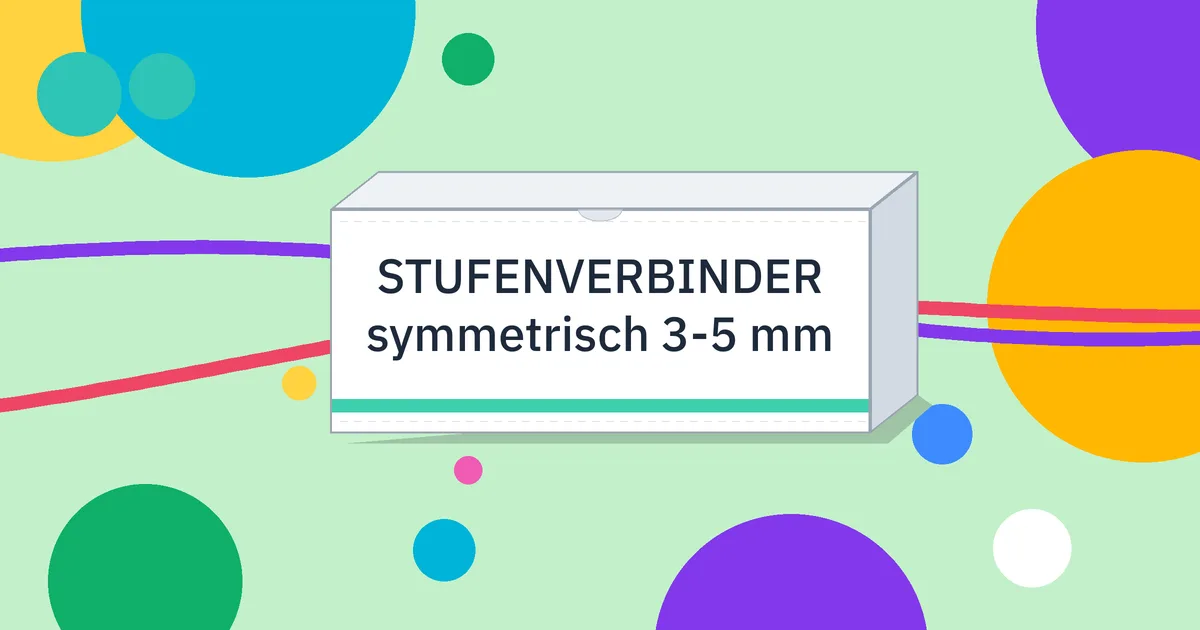 Symbolbild: Packung mit der Aufschrift STUFENVERBINDER symmetrisch 3-5 mm (PZN 00931951) – Verfügbarkeit und Bezug in Apotheken in Frankfurt am Main