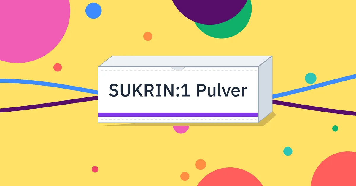 Symbolbild: Packung mit der Aufschrift SUKRIN:1 Pulver (PZN 18834355) – Verfügbarkeit und Bezug in Apotheken in Frankfurt am Main