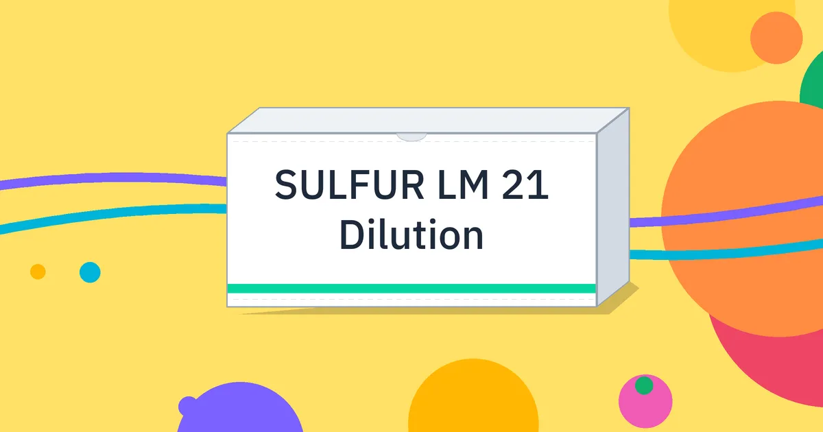 Symbolbild: Packung mit der Aufschrift SULFUR LM 21 Dilution (PZN 13210058) – Verfügbarkeit und Bezug in Apotheken in Frankfurt am Main