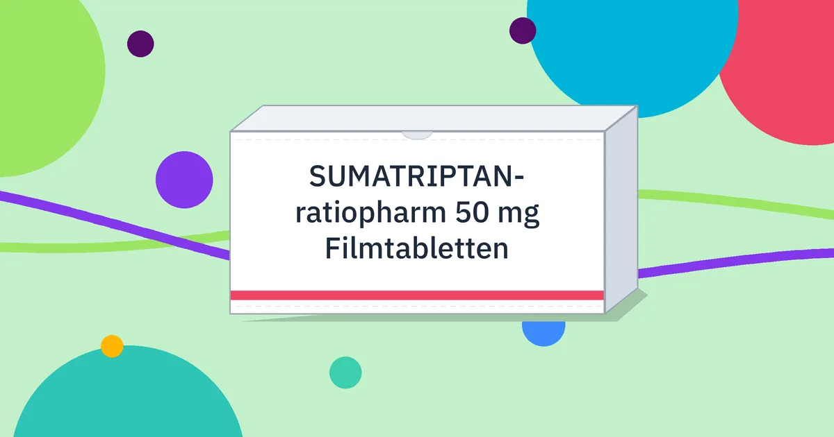 Symbolbild: Packung mit der Aufschrift SUMATRIPTAN-ratiopharm 50 mg Filmtabletten (PZN 04779658) – Verfügbarkeit und Bezug in Apotheken in Frankfurt am Main