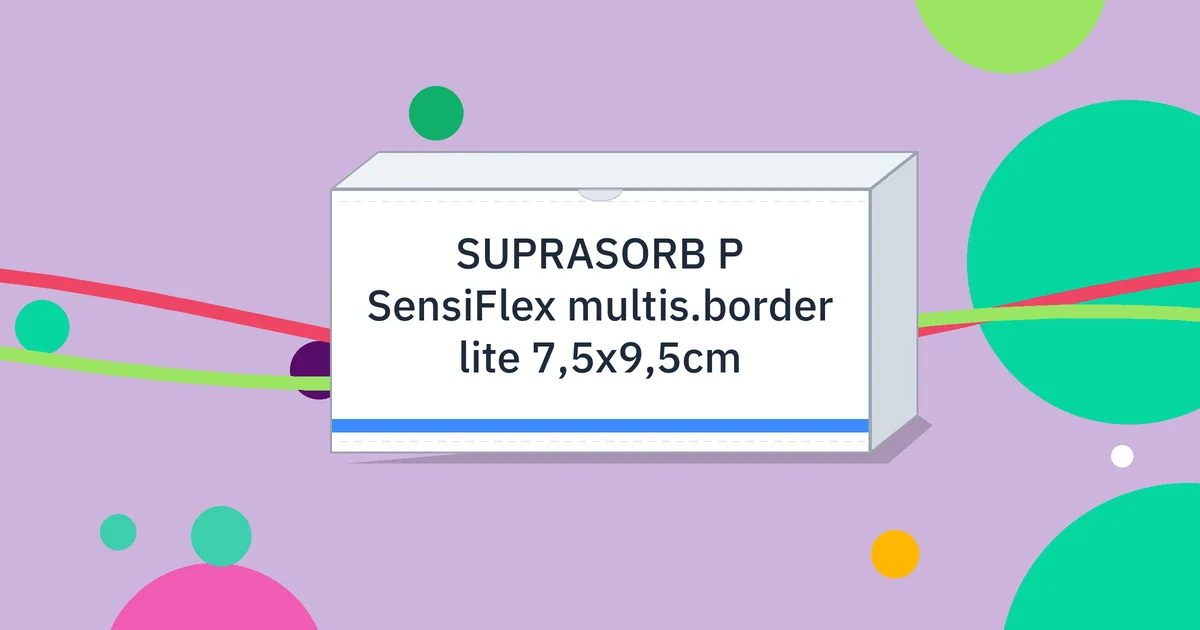 Symbolbild: Packung mit der Aufschrift SUPRASORB P SensiFlex multis.border lite 7,5x9,5cm (PZN 20005181) – Verfügbarkeit und Bezug in Apotheken in Frankfurt am Main