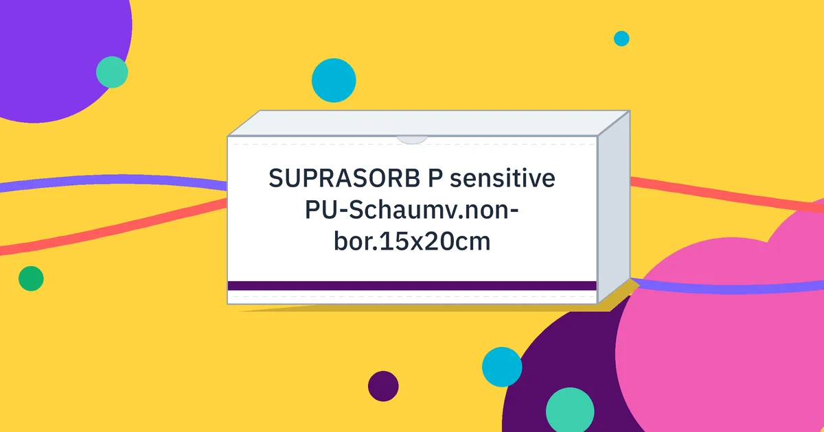 Symbolbild: Packung mit der Aufschrift SUPRASORB P sensitive PU-Schaumv.non-bor.15x20cm (PZN 16602669) – Verfügbarkeit und Bezug in Apotheken in Frankfurt am Main