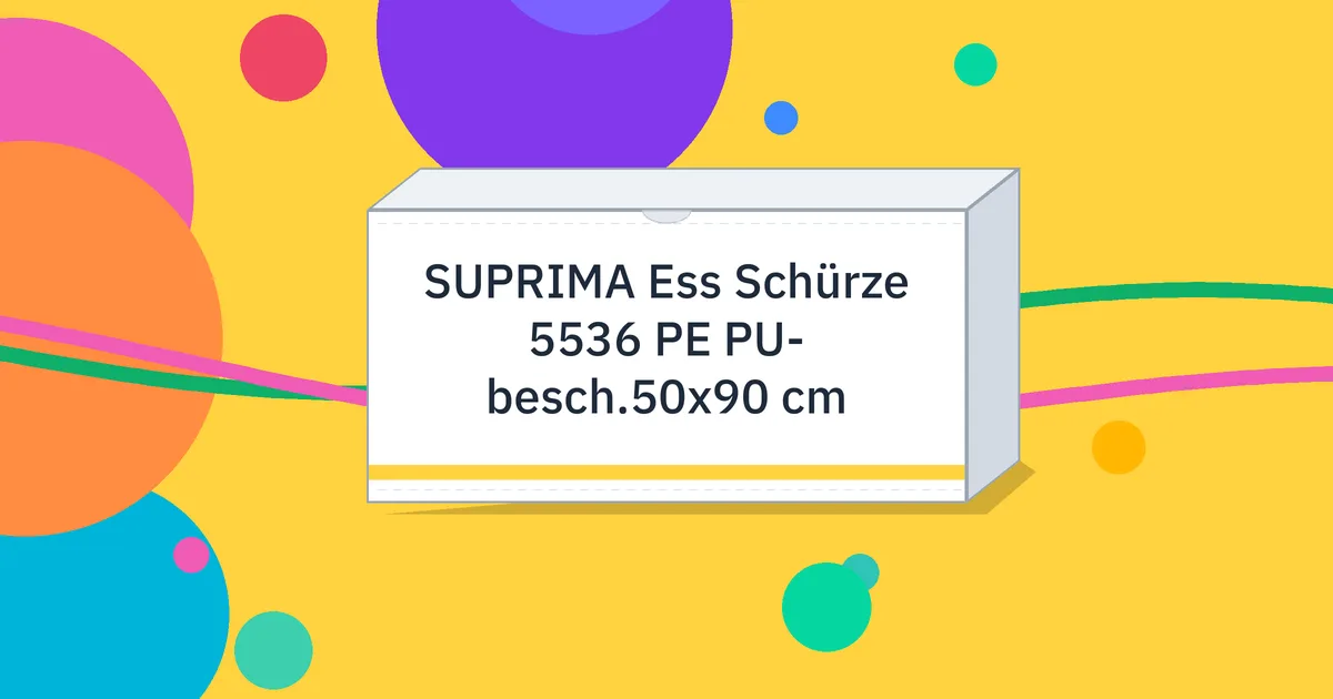Symbolbild: Packung mit der Aufschrift SUPRIMA Ess Schürze 5536 PE PU-besch.50x90 cm (PZN 02211557) – Verfügbarkeit und Bezug in Apotheken in Frankfurt am Main