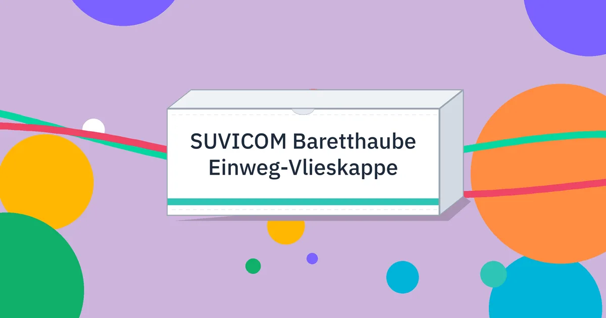 Symbolbild: Packung mit der Aufschrift SUVICOM Baretthaube Einweg-Vlieskappe (PZN 17539602) – Verfügbarkeit und Bezug in Apotheken in Frankfurt am Main