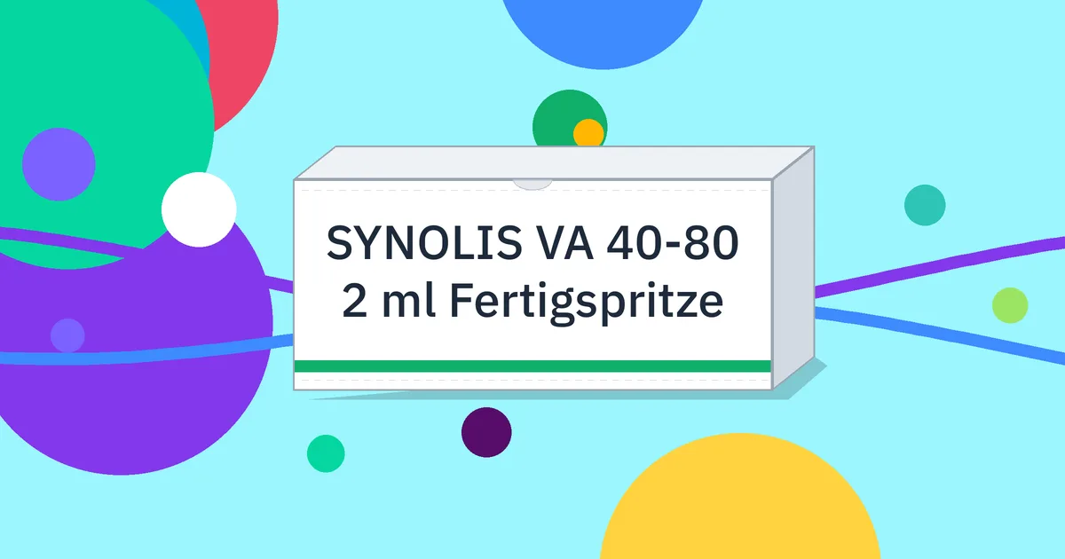 Symbolbild: Packung mit der Aufschrift SYNOLIS VA 40-80 2 ml Fertigspritze (PZN 16958314) – Verfügbarkeit und Bezug in Apotheken in Frankfurt am Main