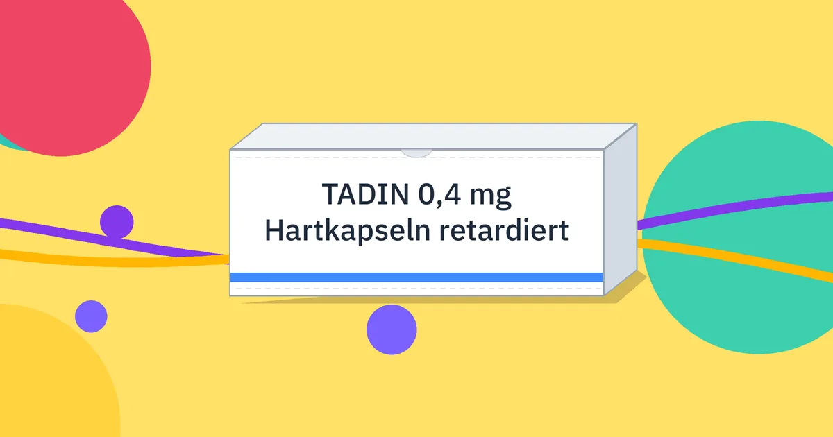 Symbolbild: Packung mit der Aufschrift TADIN 0,4 mg Hartkapseln retardiert (PZN 04552038) – Verfügbarkeit und Bezug in Apotheken in Frankfurt am Main