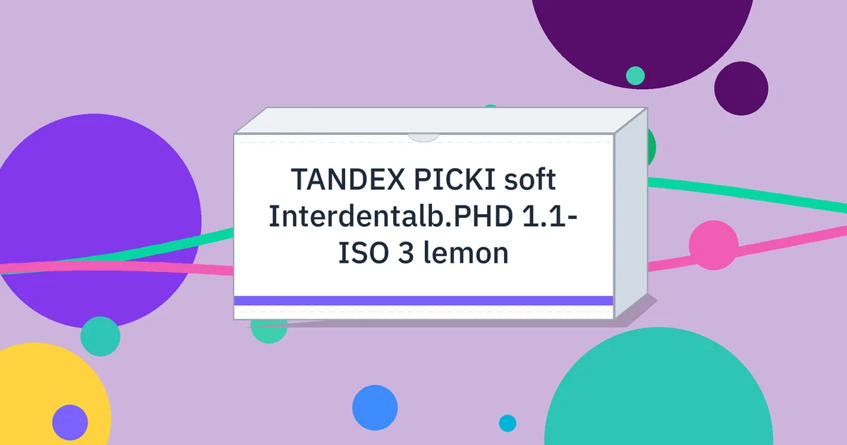 Symbolbild: Packung mit der Aufschrift TANDEX PICKI soft Interdentalb.PHD 1.1-ISO 3 lemon (PZN 16501856) – Verfügbarkeit und Bezug in Apotheken in Frankfurt am Main