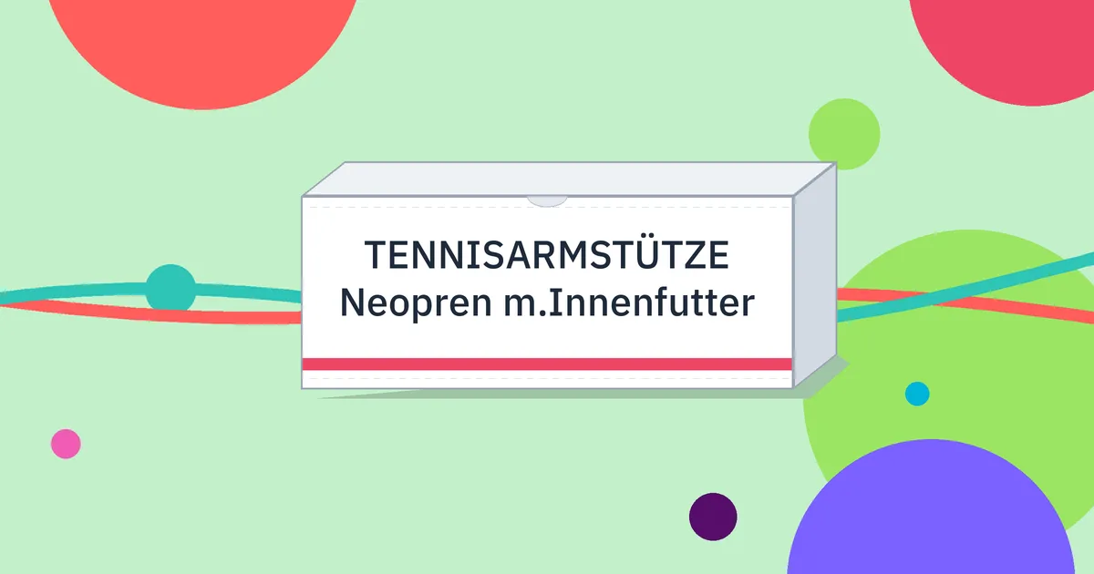 Symbolbild: Packung mit der Aufschrift TENNISARMSTÜTZE Neopren m.Innenfutter (PZN 19069520) – Verfügbarkeit und Bezug in Apotheken in Frankfurt am Main