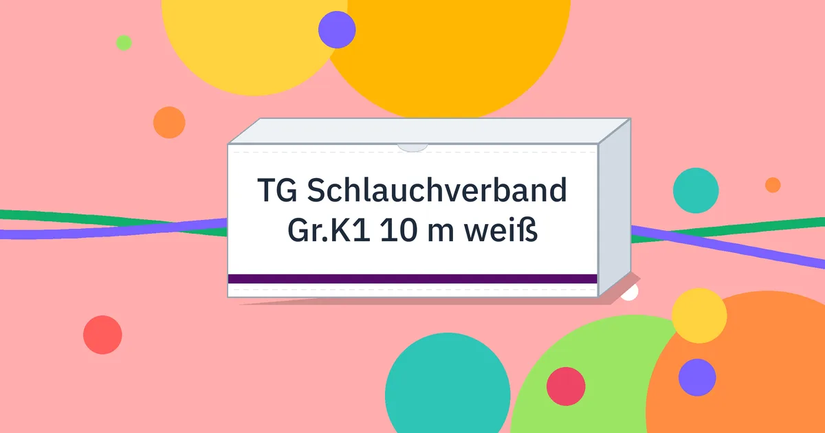 Symbolbild: Packung mit der Aufschrift TG Schlauchverband Gr.K1 10 m weiß (PZN 14414627) – Verfügbarkeit und Bezug in Apotheken in Frankfurt am Main