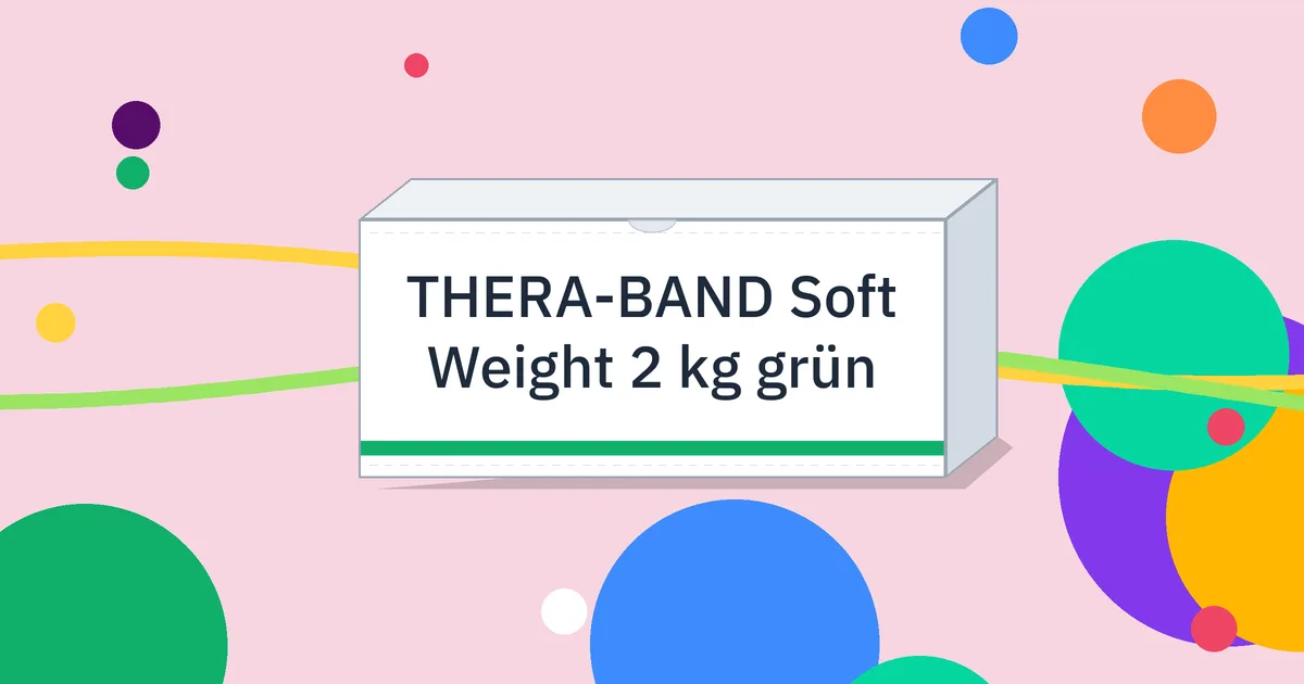 Symbolbild: Packung mit der Aufschrift THERA-BAND Soft Weight 2 kg grün (PZN 00507489) – Verfügbarkeit und Bezug in Apotheken in Frankfurt am Main