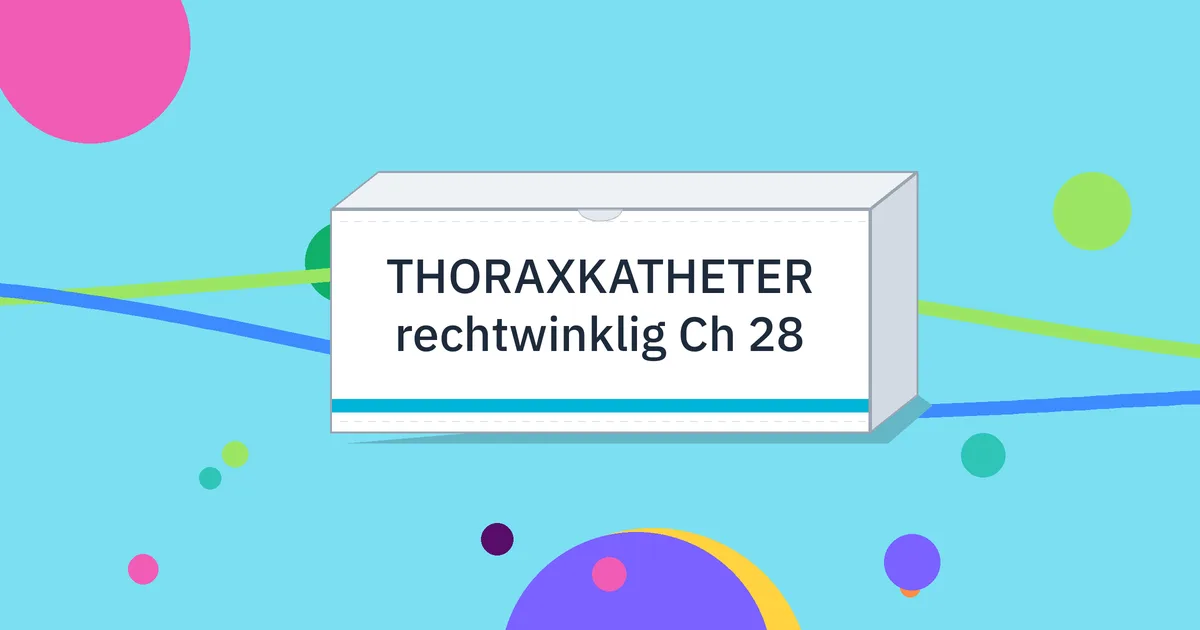 Symbolbild: Packung mit der Aufschrift THORAXKATHETER rechtwinklig Ch 28 (PZN 10033791) – Verfügbarkeit und Bezug in Apotheken in Frankfurt am Main