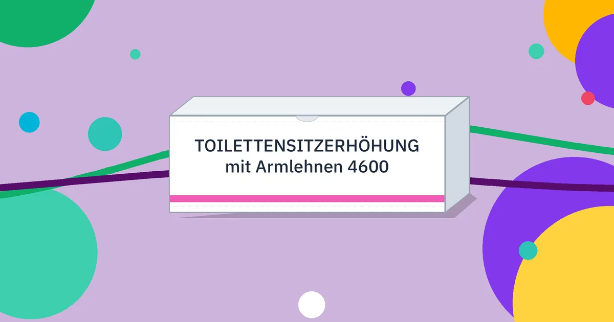 Symbolbild: Packung mit der Aufschrift TOILETTENSITZERHÖHUNG mit Armlehnen 4600 (PZN 07362611) – Verfügbarkeit und Bezug in Apotheken in Frankfurt am Main