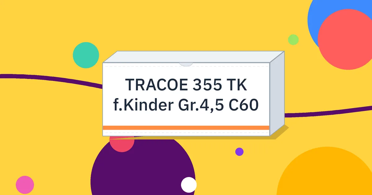 Symbolbild: Packung mit der Aufschrift TRACOE 355 TK f.Kinder Gr.4,5 C60 (PZN 11644338) – Verfügbarkeit und Bezug in Apotheken in Frankfurt am Main