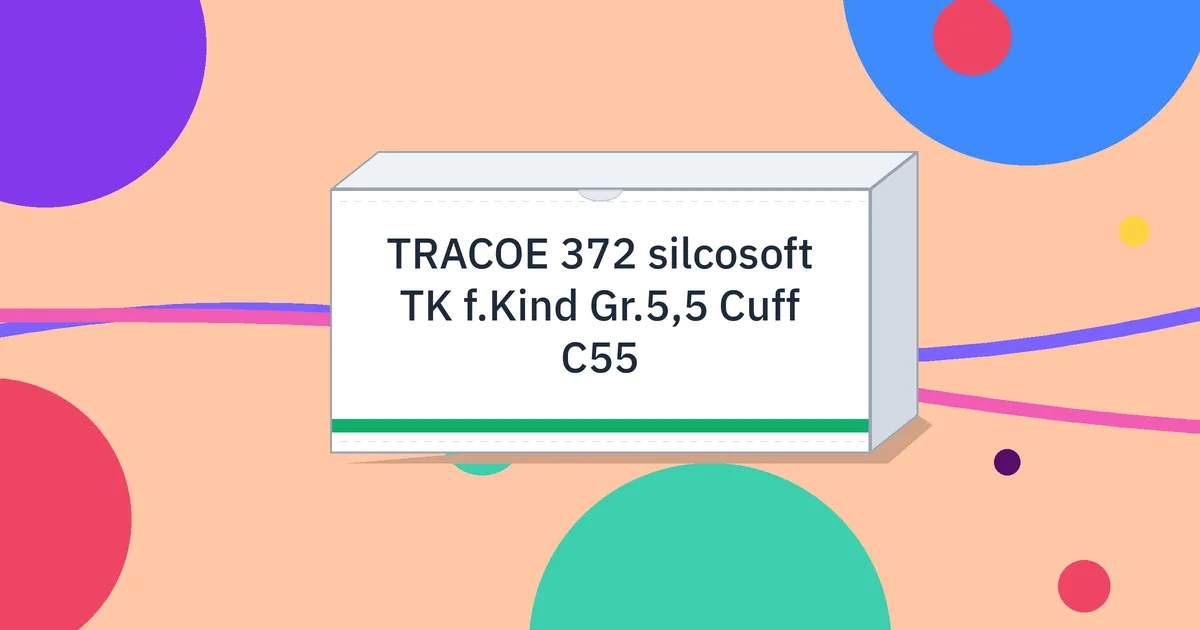 Symbolbild: Packung mit der Aufschrift TRACOE 372 silcosoft TK f.Kind Gr.5,5 Cuff C55 (PZN 14316675) – Verfügbarkeit und Bezug in Apotheken in Frankfurt am Main
